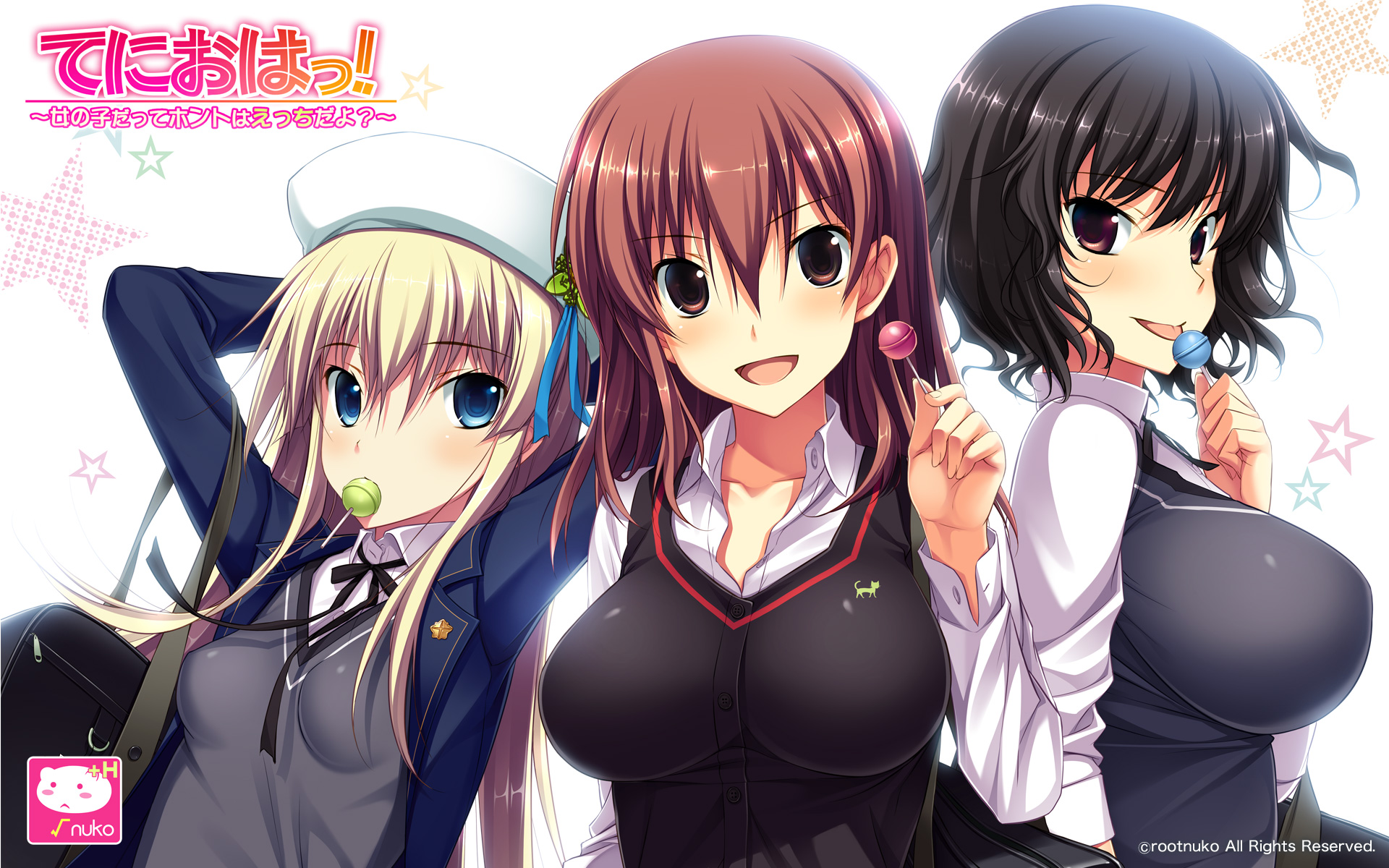 himekawa ami, hibiki nanase, and kusunoki matsuri (tenioha! onna no ko datte honto wa ecchi da ...